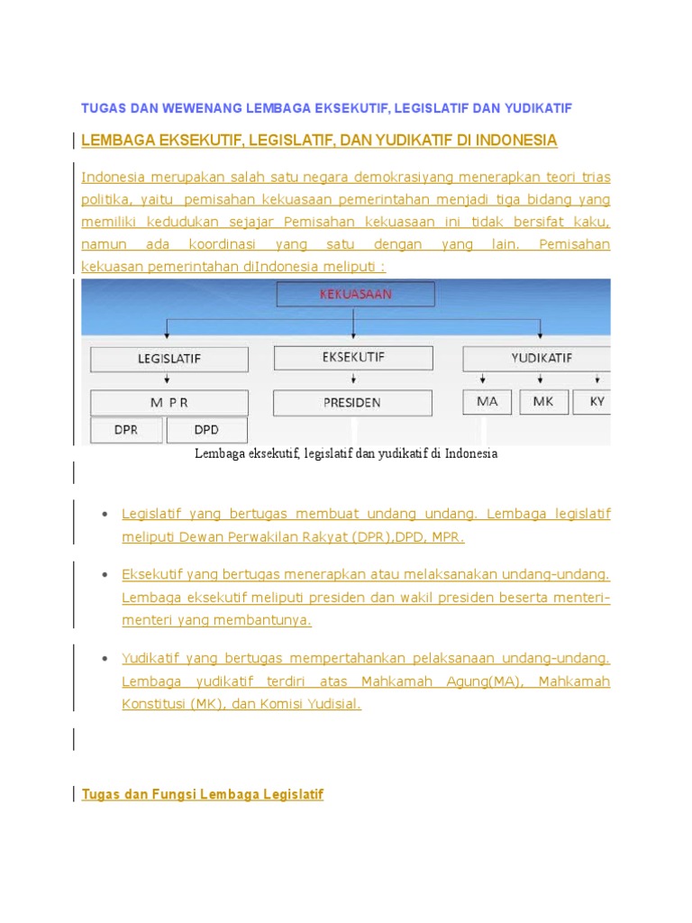 Tugas Dan Wewenang Lembaga Eksekutif | PDF Tugas Dan Wewenang Lembaga Eksekutif | PDF