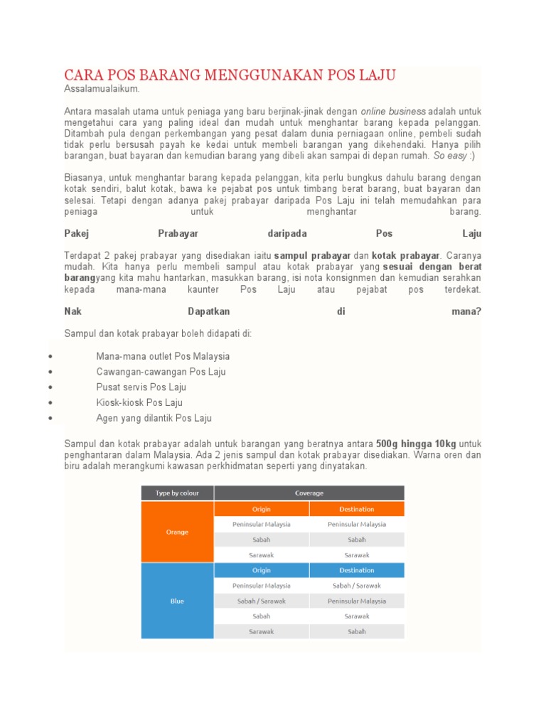 Cara Pos Barang Menggunakan Pos Laju | PDF
