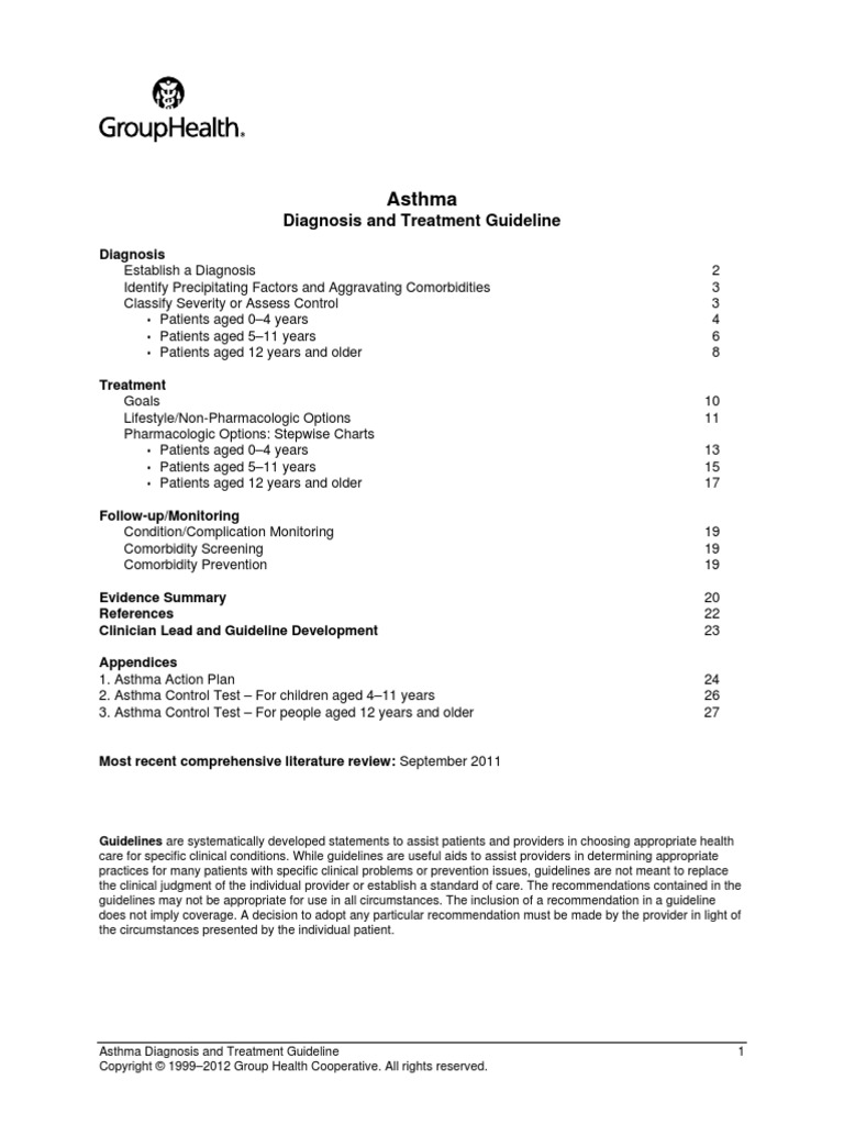 Asthma: Diagnosis and Treatment Guideline | PDF | Asthma | Evidence ...