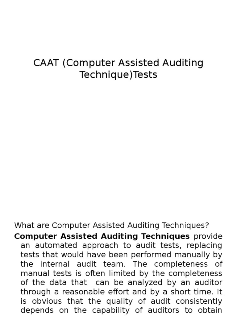 CAATs: Enhancing Audit Efficiency | PDF | Accounts Payable | Inventory