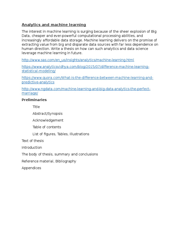 Analytics and Machine Learning: Preliminaries | PDF