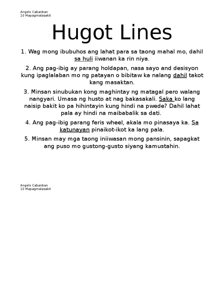 Hugot Lines | PDF