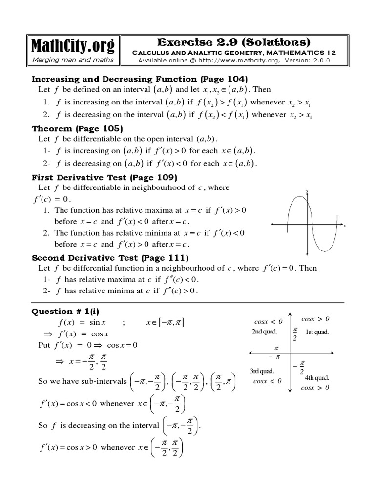 FSC Part 2 Solutions | PDF | Mathematical Analysis | Calculus