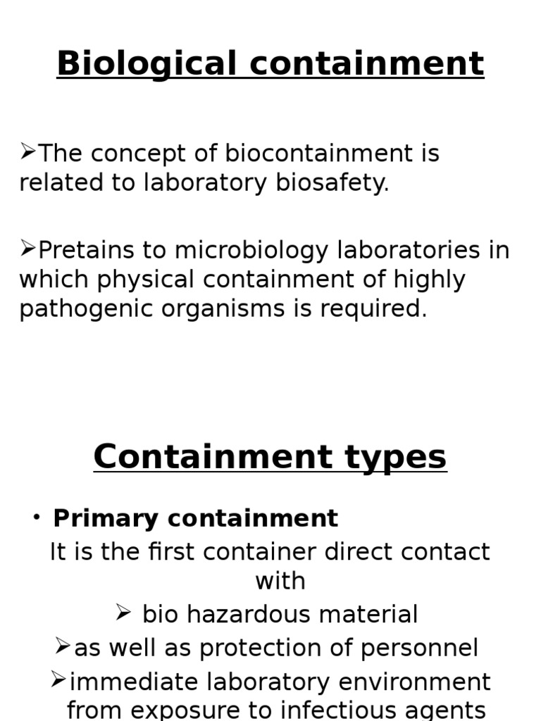 Biological Containment | PDF | Infection | Health Sciences