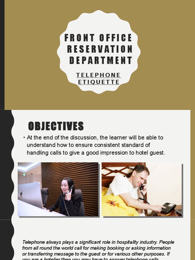 Front Office Reservation Department: Telephone Etiquette | PDF | Credit ...