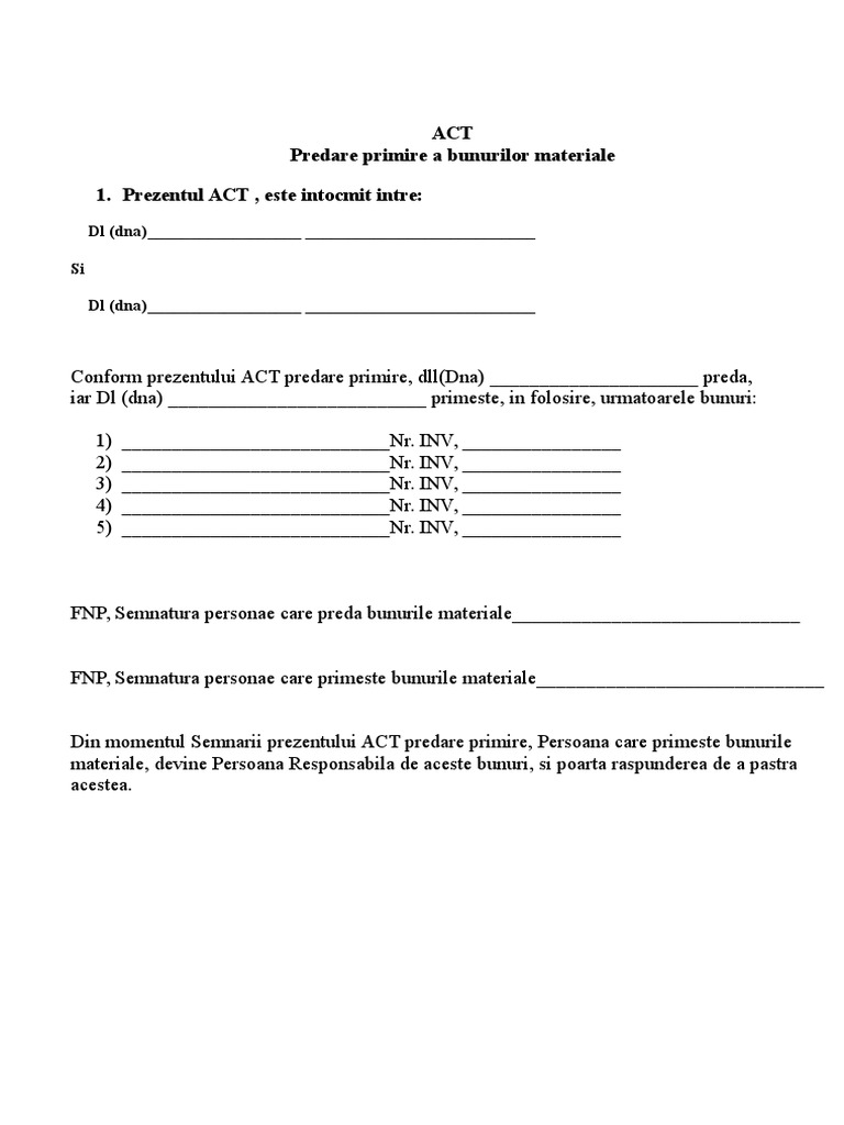 Act Predare Primire | PDF