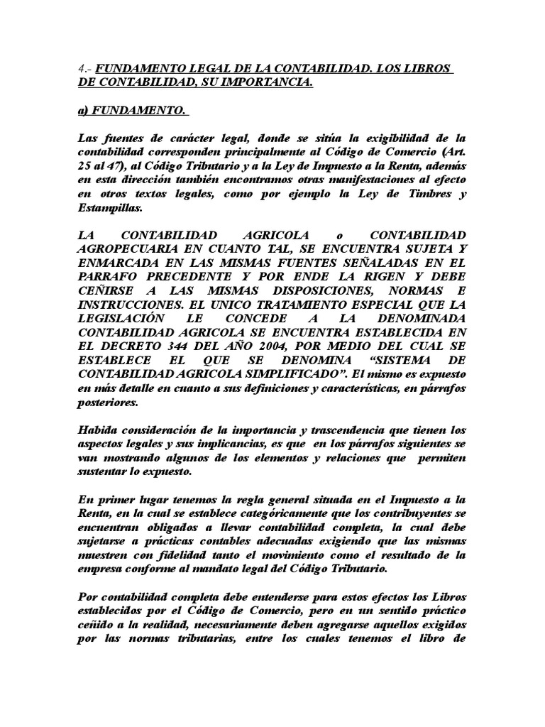 Fundamento Legal de La Contabilidad. Los Libros de Contabilidad y Su ...