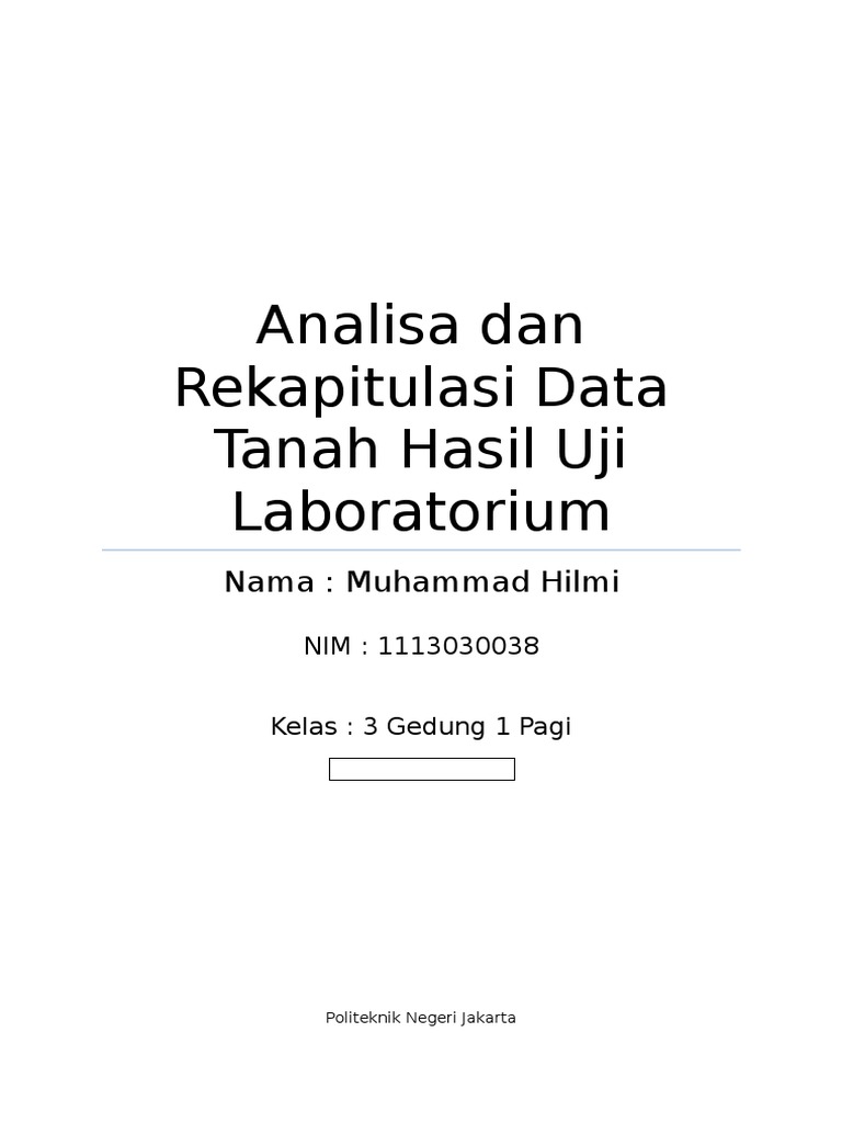 Analisa Dan Rekapitulasi Data Tanah Hasil Uji Laboratorium | PDF
