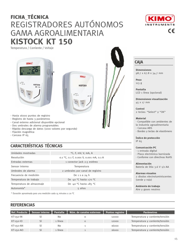 Registrador Kimo Kistock KT 150 | PDF | USB | Tornillo