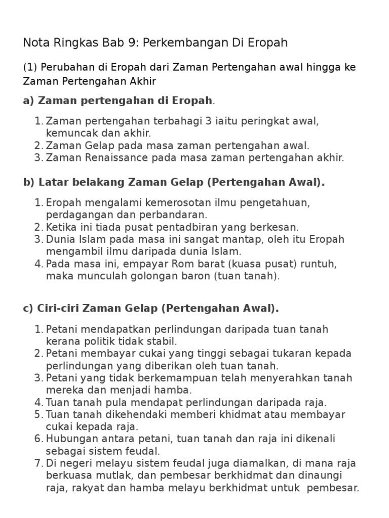 Nota Ringkas Sejarah | PDF