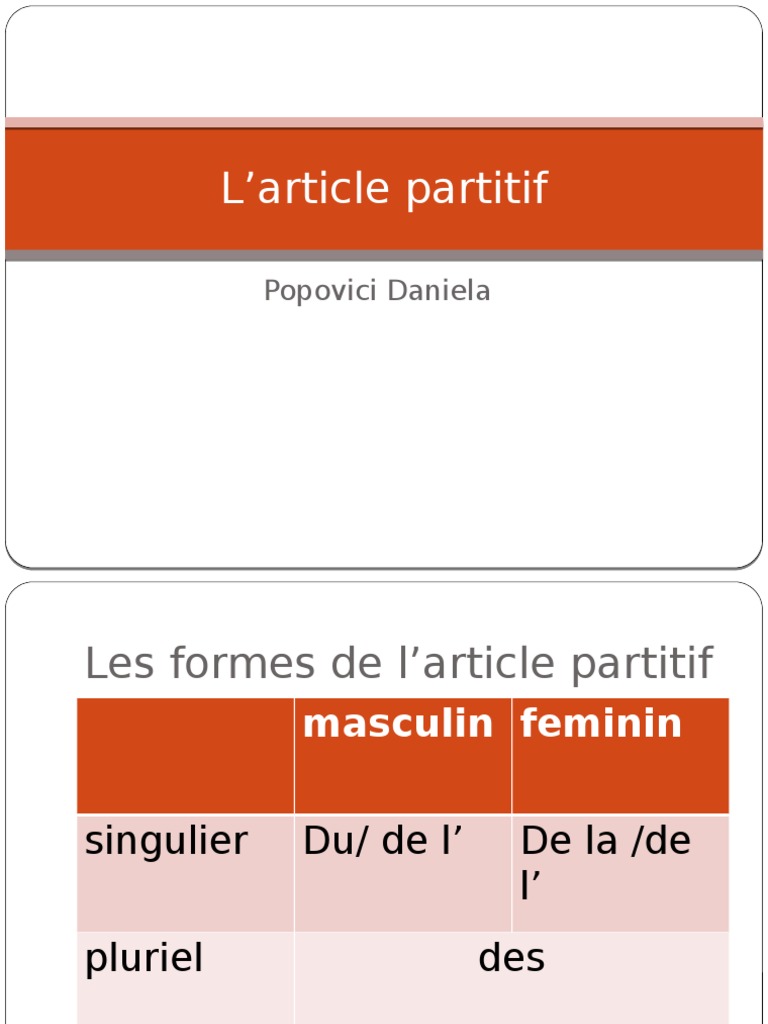 Article Partitif | PDF