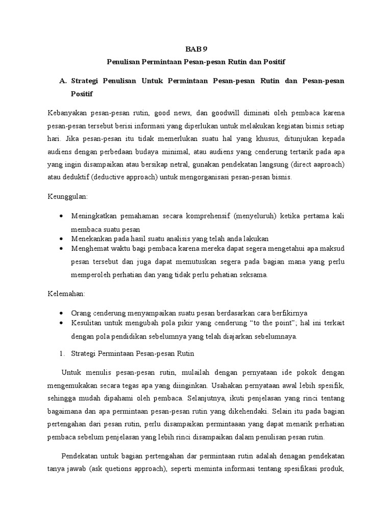BAB 9 Penulisan Permintaan Pesan Pesan Rutin Dan Positif | PDF
