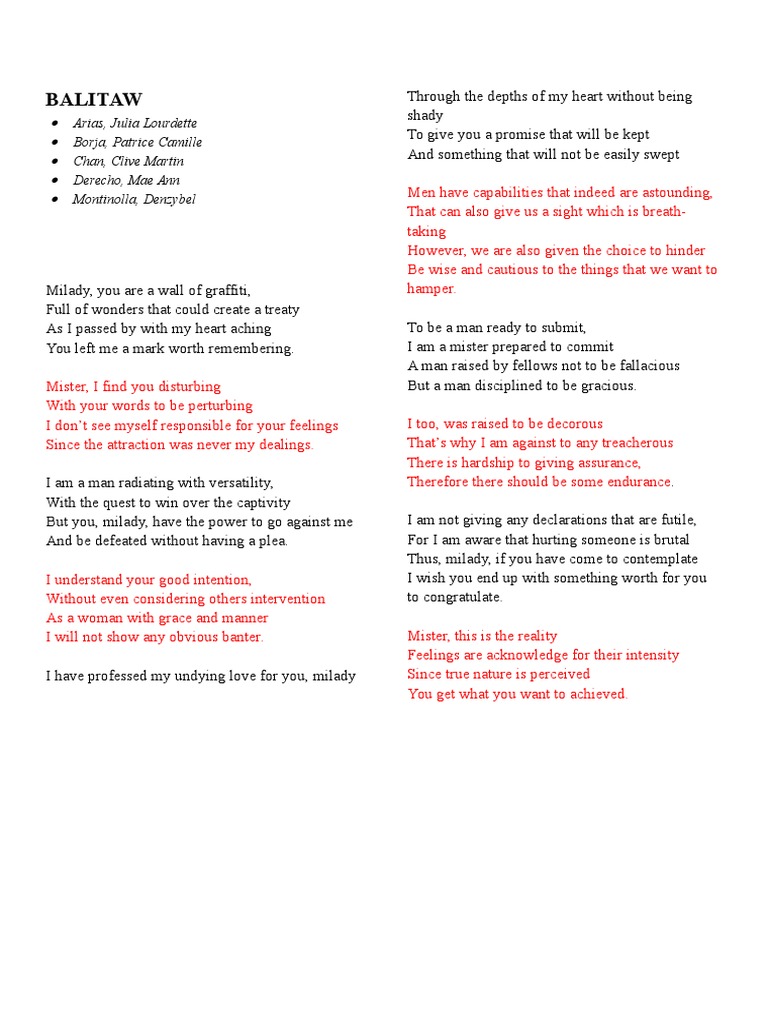 Balitaw: Arias, Julia Lourdette Borja, Patrice Camille Chan, Clive ...