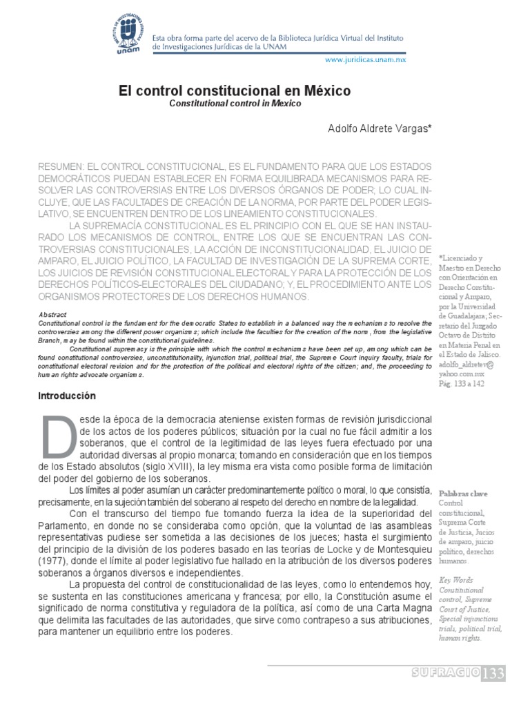 Control Constitucional en México - JCASUNAM | PDF | Derecho ...