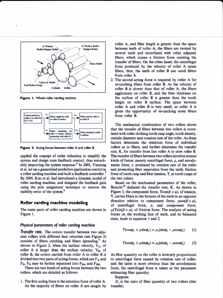 Roller Carding Machine Mechanics Explained | PDF | Control Theory ...