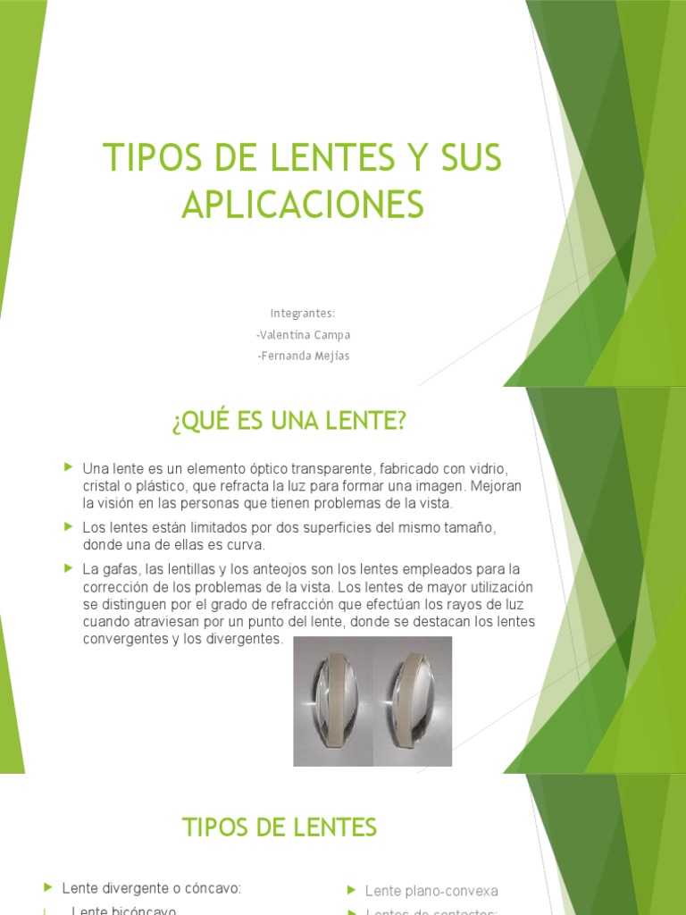 Tipos de Lentes y Sus Aplicaciones | PDF | Lente (óptica) | Lentes de ...