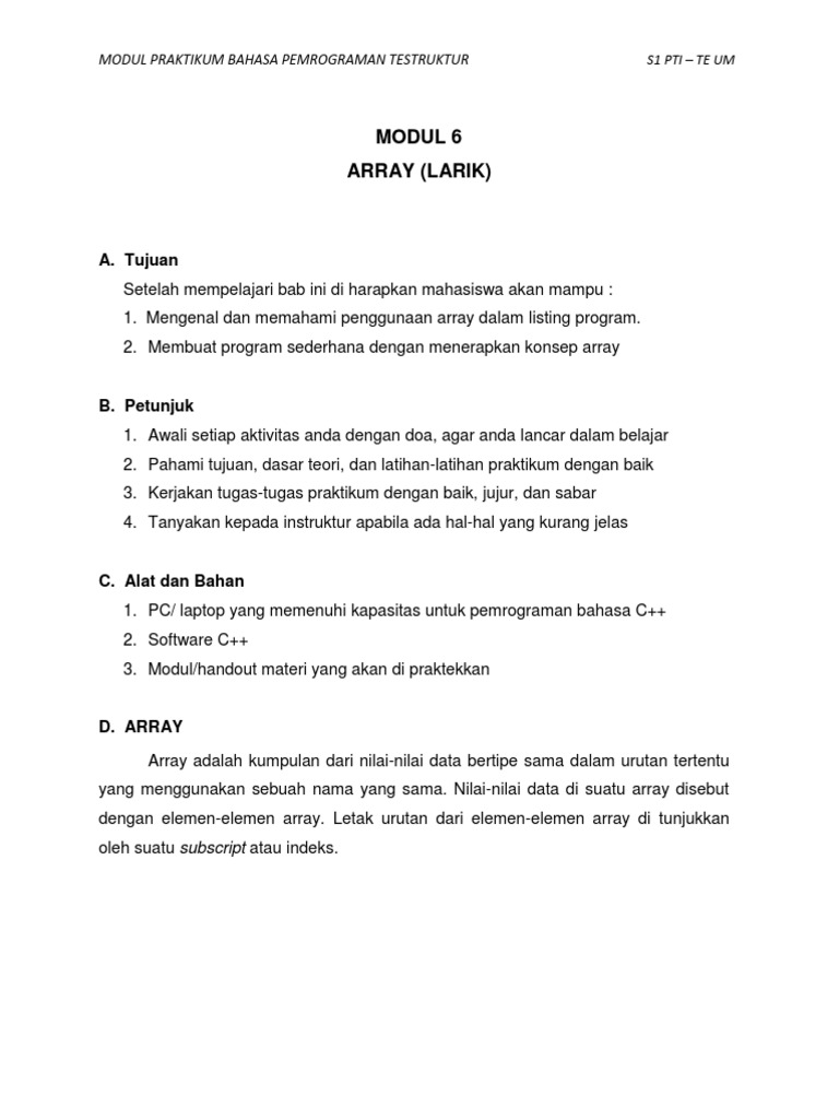 MODUL 6 Array PDF | PDF