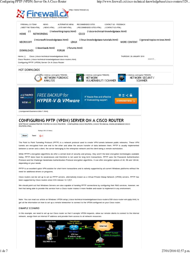 Configuring Pptp Vpdn Server On A Cisco Router Pdf Virtual Private Network Computer Network