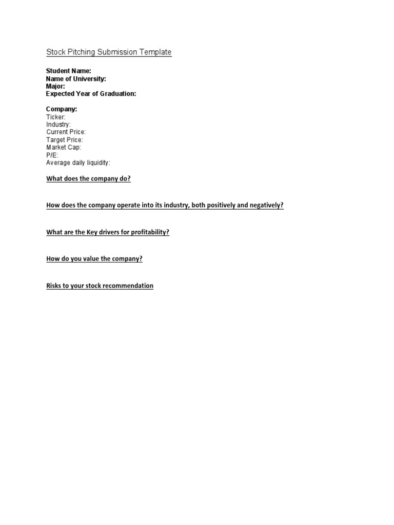 Stock Pitch Submission Template | PDF