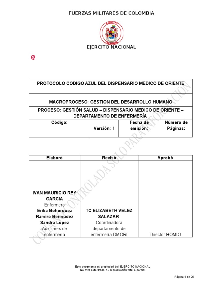 Protocolo Codigo Azul Listo 11-8-16 | PDF | Reanimación cardiopulmonar ...