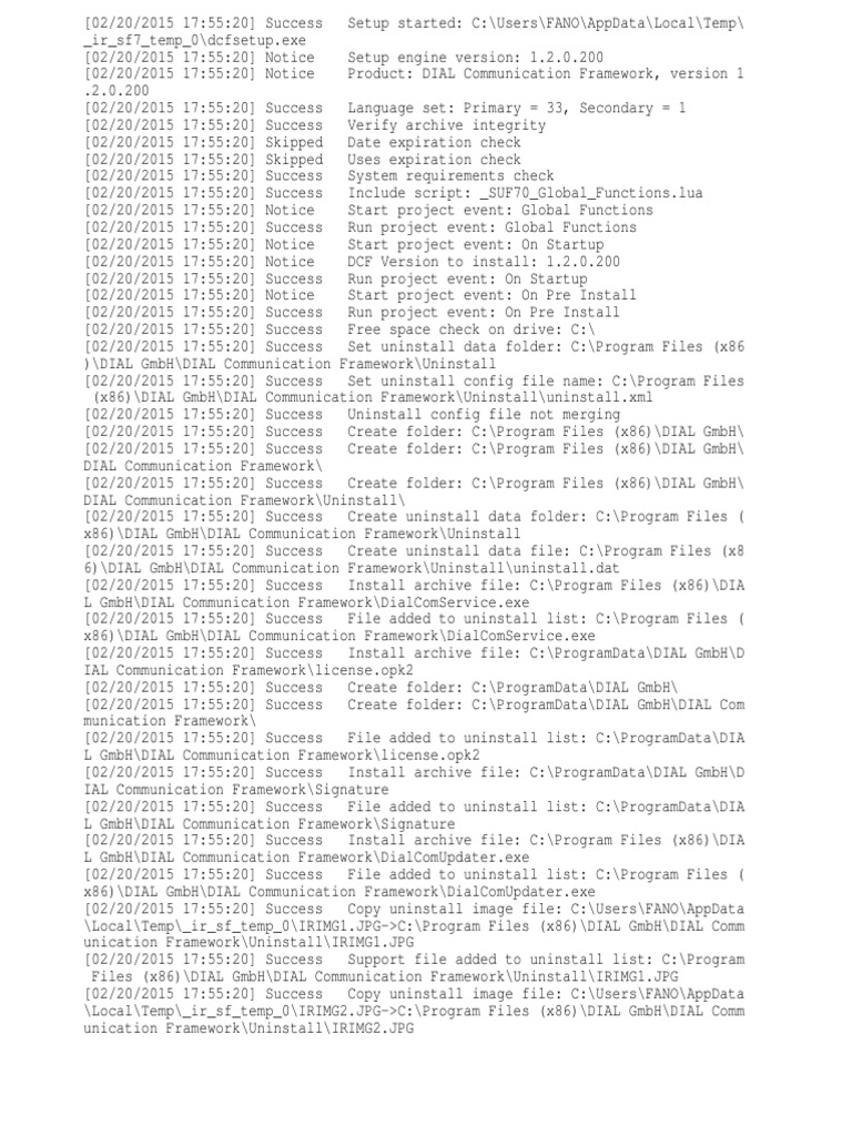 DIAL Communication Framework Setup Log | PDF | Computer File | Computer Engineering