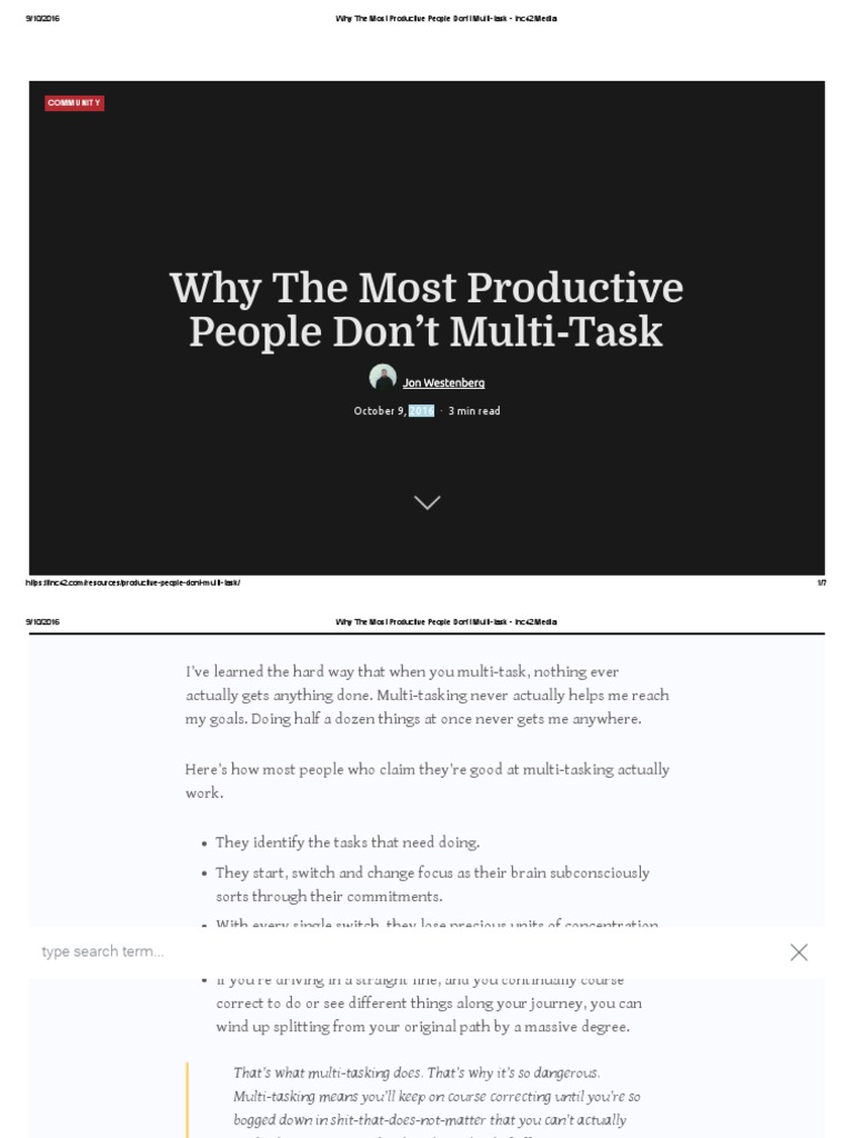 Why The Most Productive People Don't Multi-Task - Inc42 Media | PDF ...
