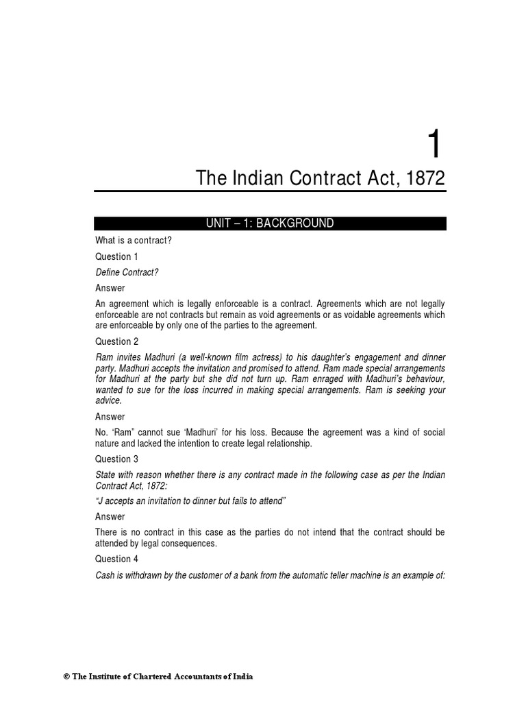 Understanding the Indian Contract Act 1872 | PDF | Offer And Acceptance ...