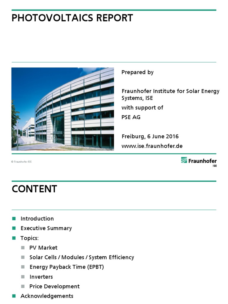 2016 06 06 Photovoltaics Report | Photovoltaics | Photovoltaic System