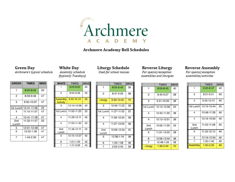Archmere Academy Bell Schedules | PDF | Foreign Language Studies | Home ...