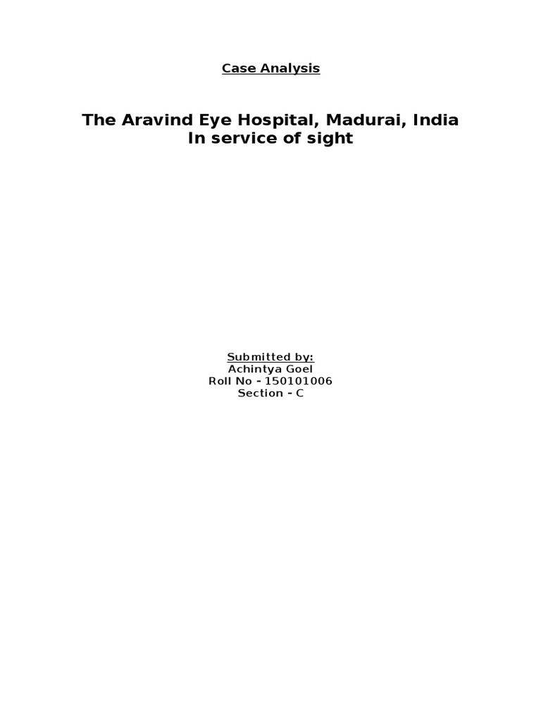 Case Analysis-Aravind Eye Hospital | PDF | Cataract | Ophthalmology