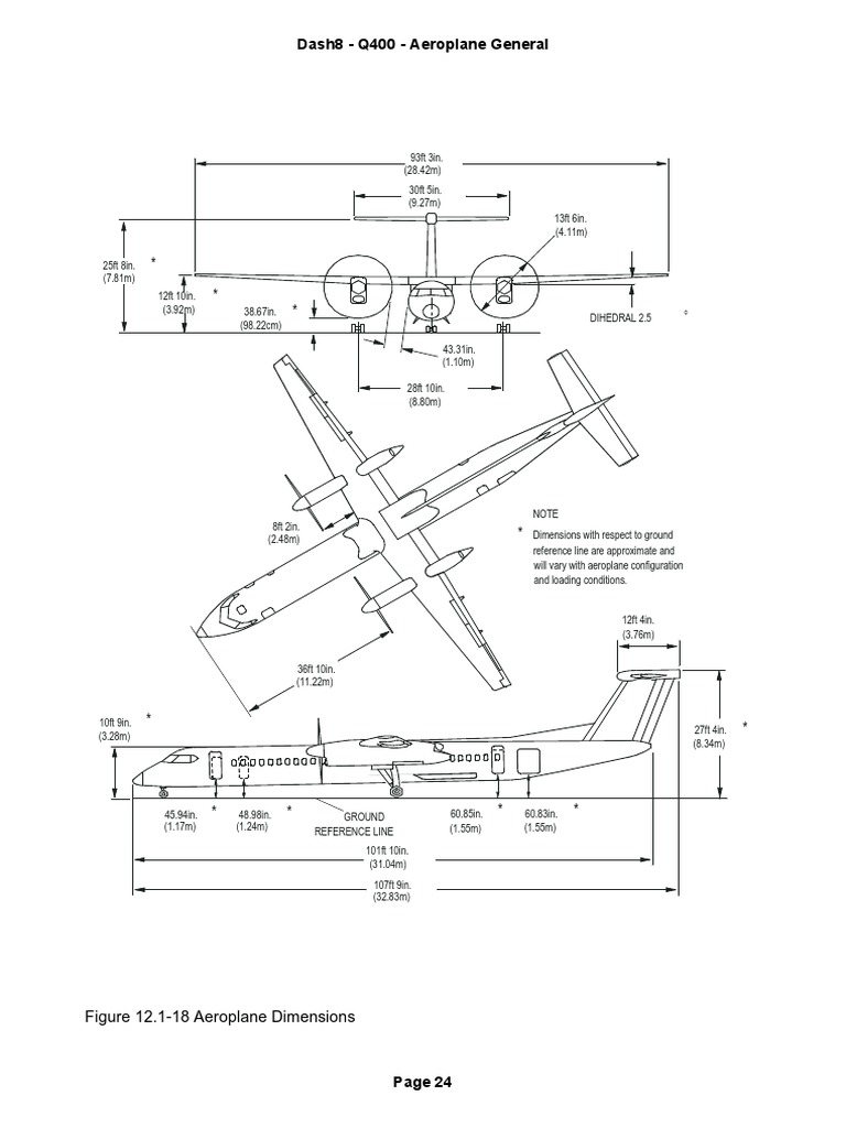 Dash8 Q400 Aeroplane Dimensions | PDF | Science & Mathematics ...
