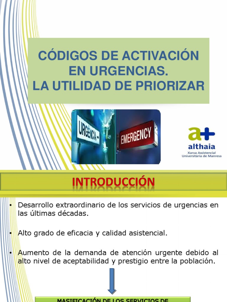 Codigos de Activación en Urgencias. La Utilidad de Priorizar | PDF ...