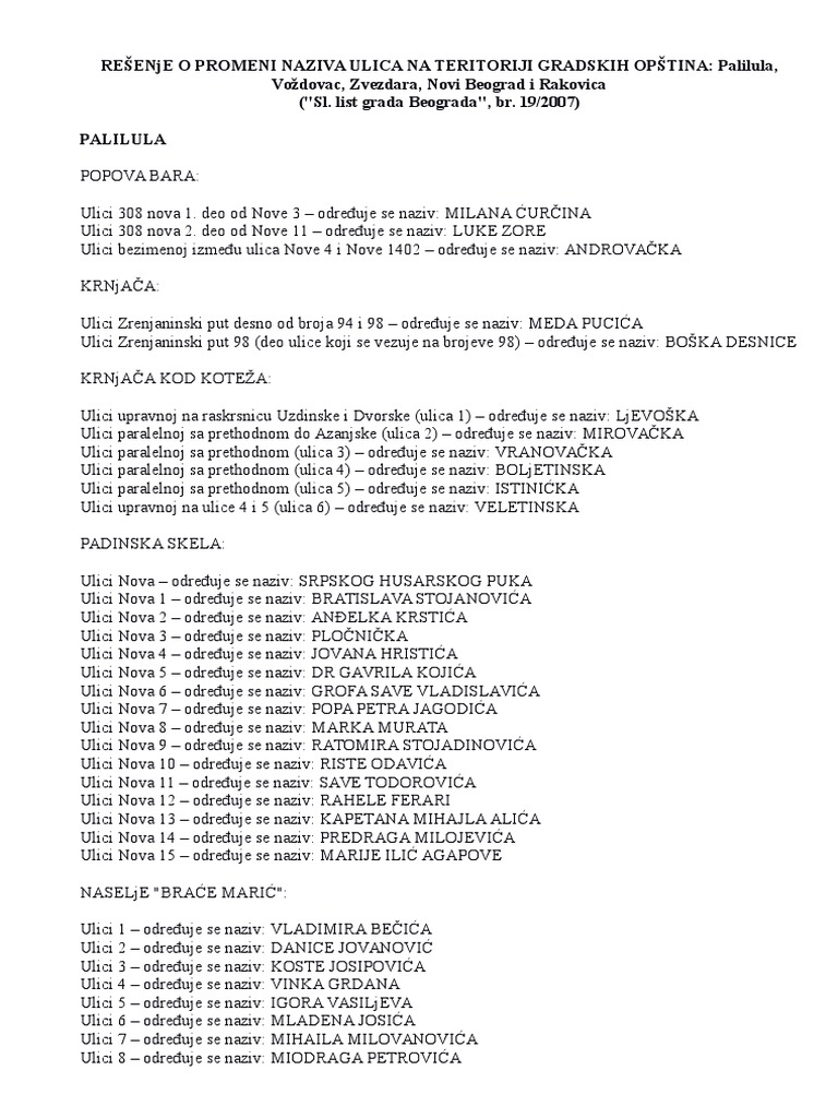Ulice Beograda | PDF