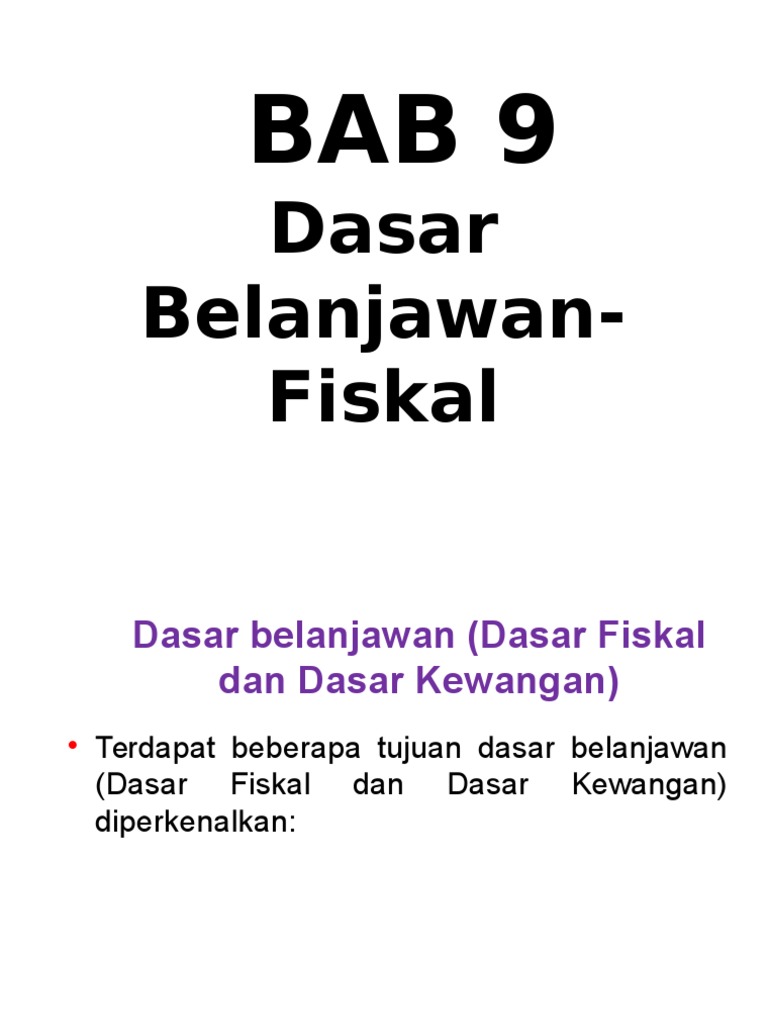 Bab 9 - Dasar Fiskal | PDF
