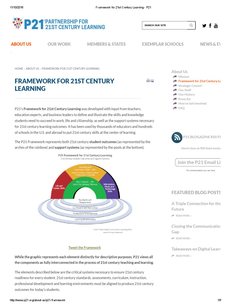 Framework For 21st Century Learning - P21 | Download Free PDF ...