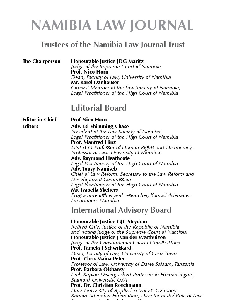 Namibia Law Journal Vol 1 Issue 1 | PDF | Criminal Procedure In South ...