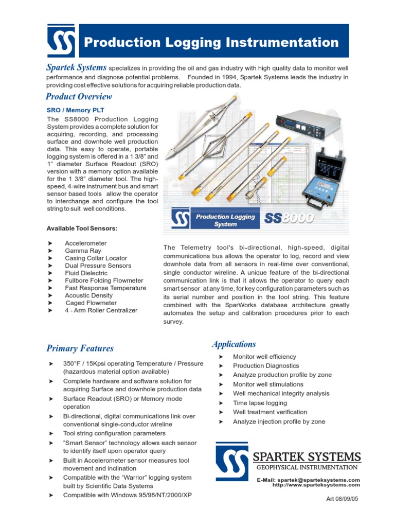 SS8000 Production Logging Tools PDF | PDF | Flow Measurement ...