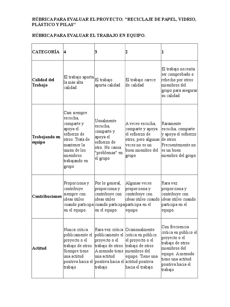 Rúbrica para Evaluar El Proyecto | PDF