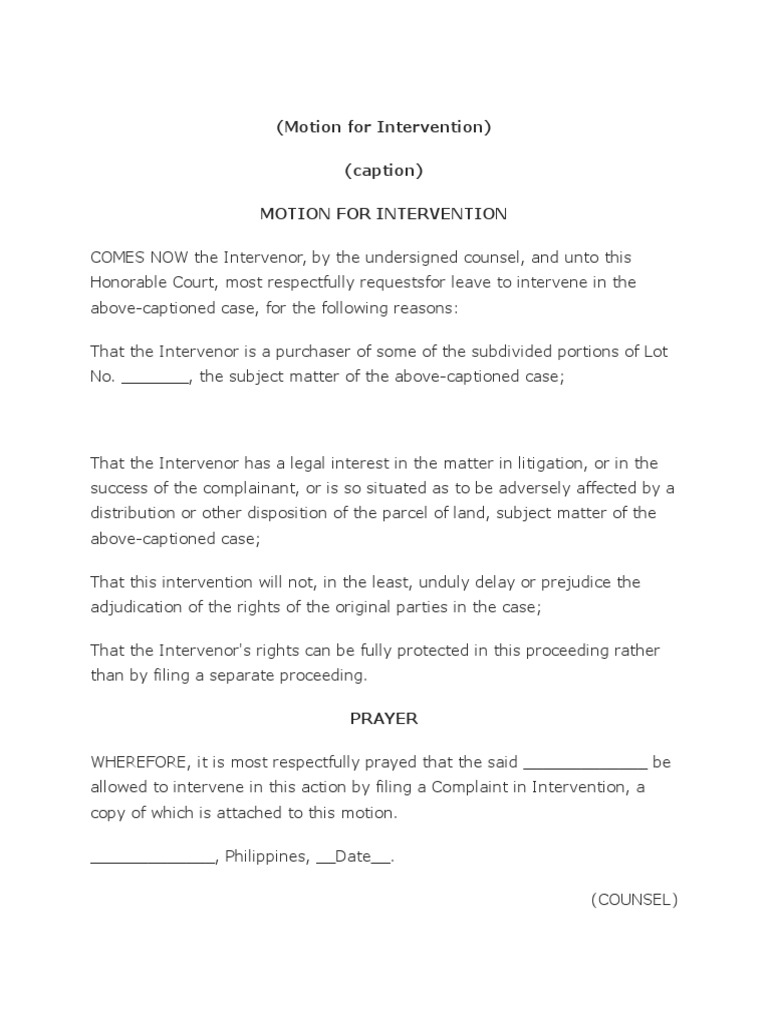 Motion For Intervention | PDF
