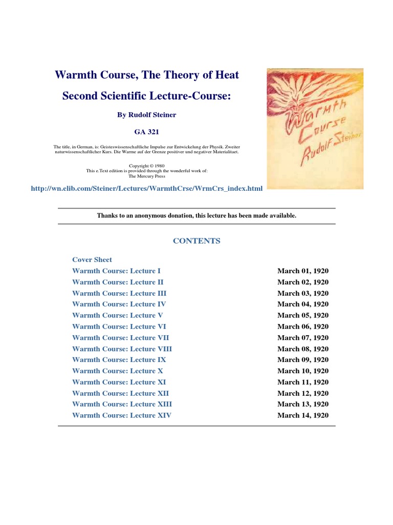 Rudolf Steiner - Warmth Course The Theory of Heat | PDF | Fraction ...
