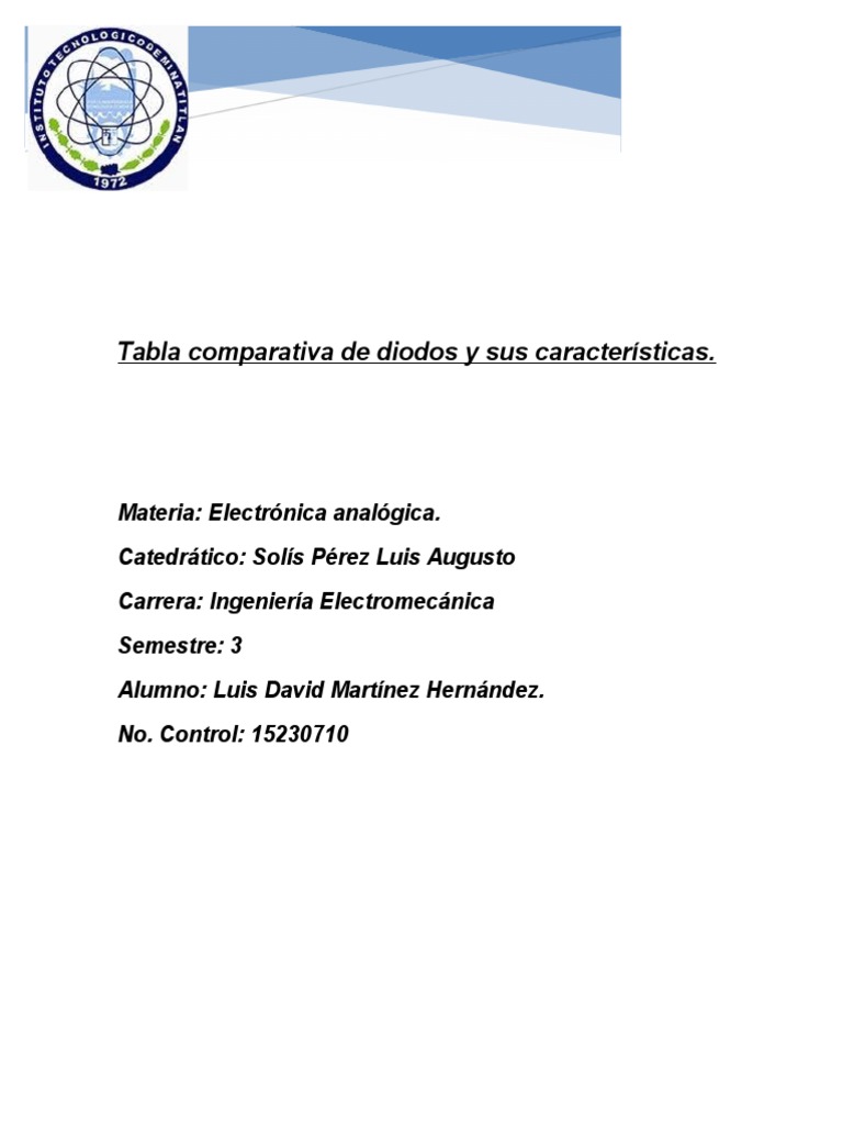 Tabla Comparativa Diodos. | PDF | Diodo | Diodo emisor de luz