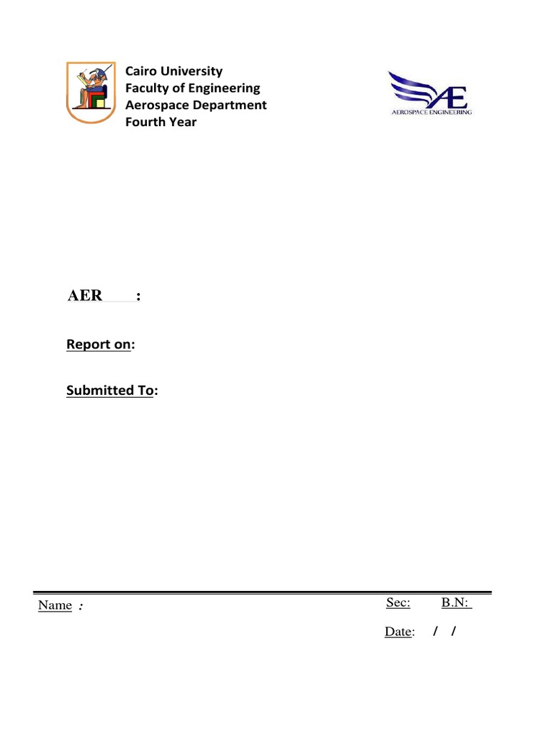 Cairo University Faculty of Engineering Aerospace Department Fourth ...
