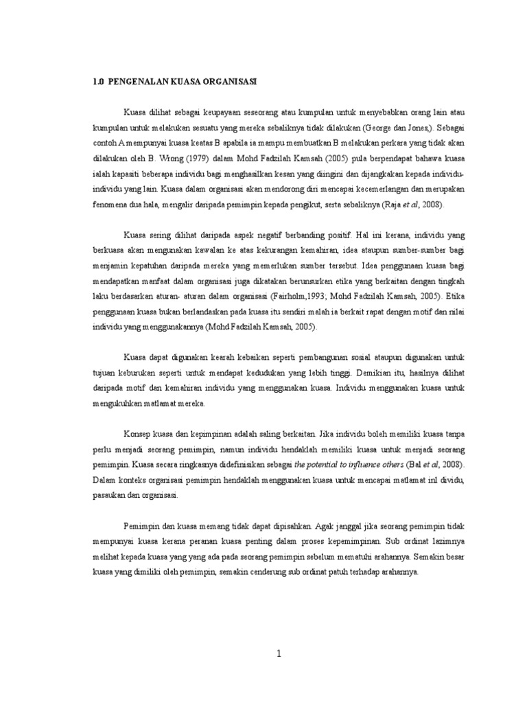 Kuasa Dalam Organisasi | PDF