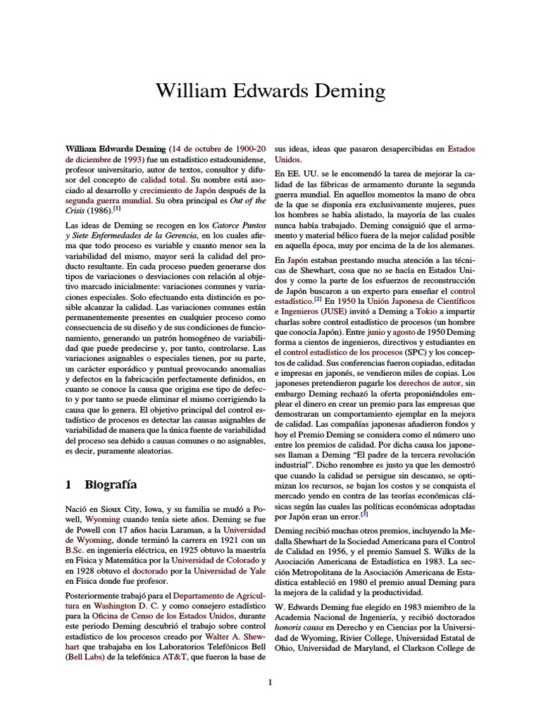 William Edwards Deming | PDF | Calidad | Ciencia y Tecnología