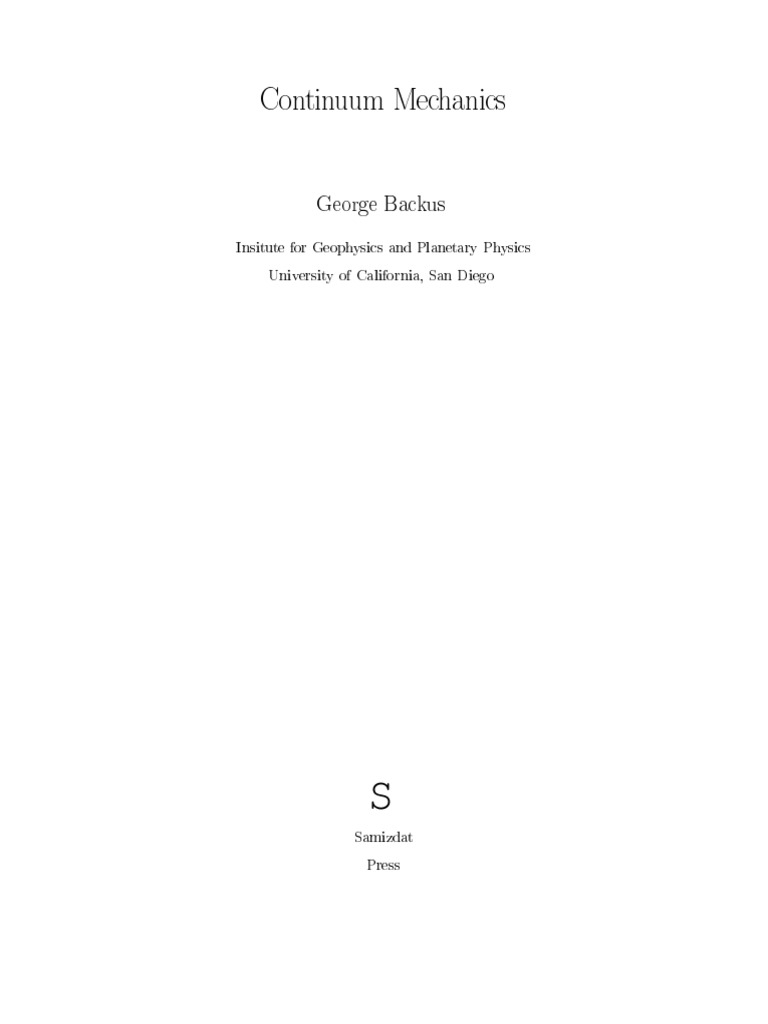 Continuum Mechanics (George Backus) PDF | PDF | Basis (Linear Algebra ...