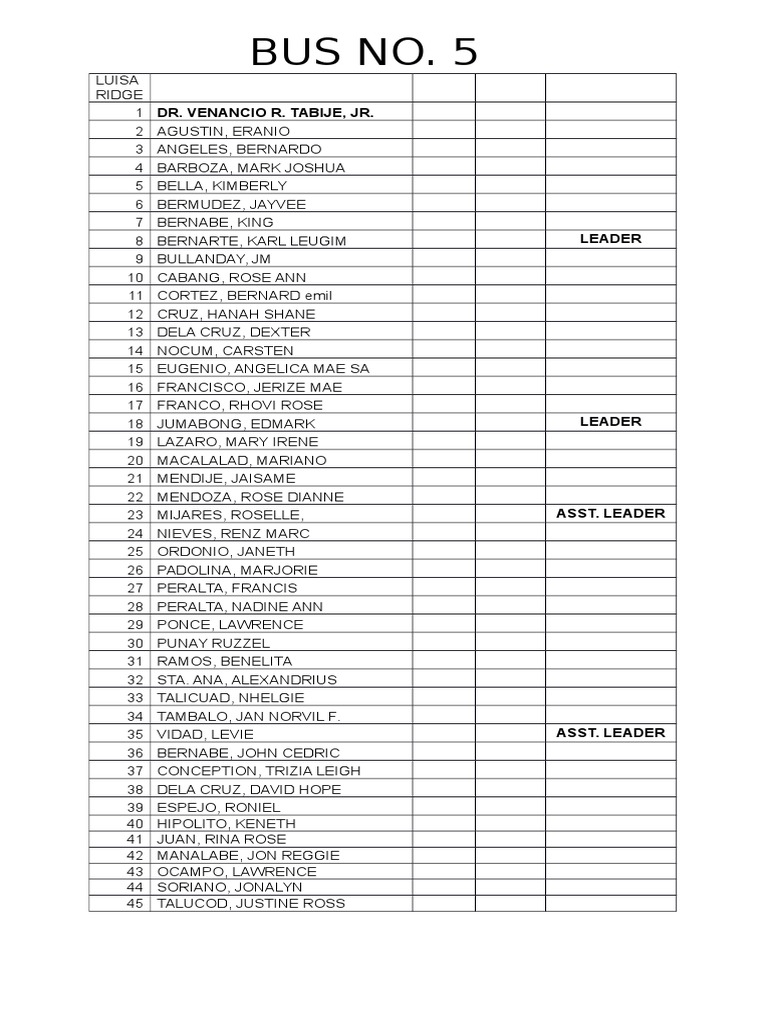 Bus No. 5: Leader | PDF