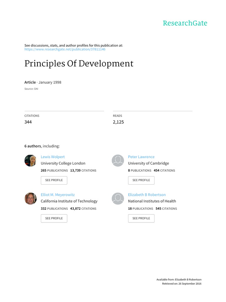 Principles of Development | PDF | Cellular Differentiation | Systems ...