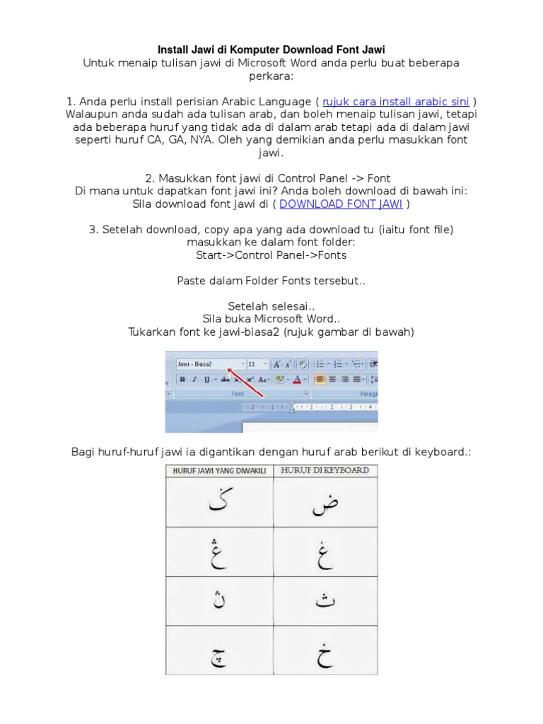 Install Jawi Di Komputer Download Font Jawi | PDF
