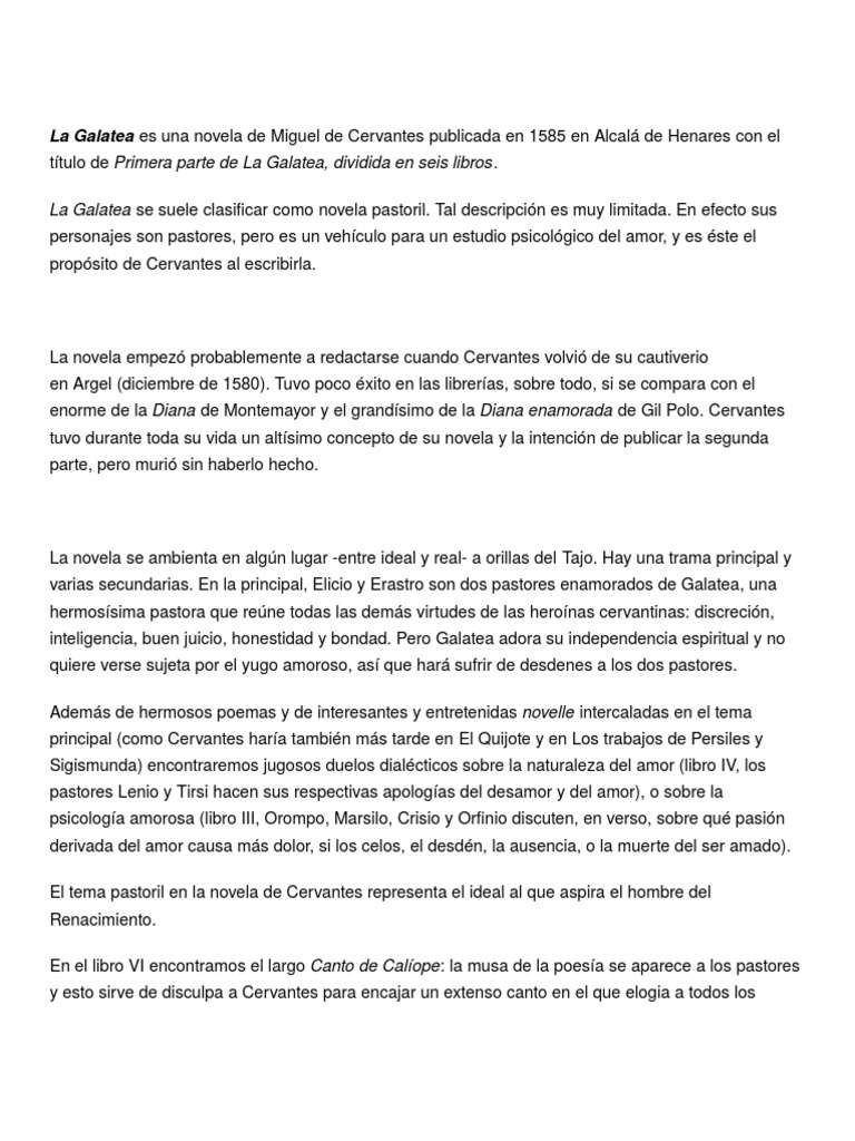 La Galatea | PDF | Prosa | Novelas