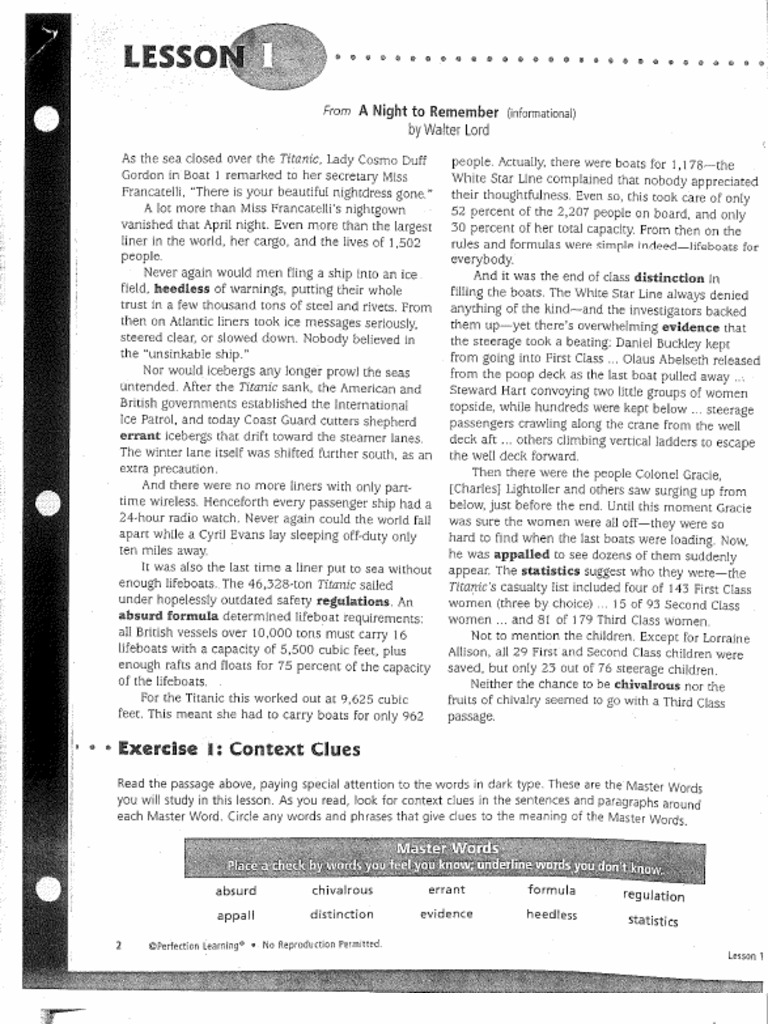 6 Vocabu-Lit Lesson 1 | PDF